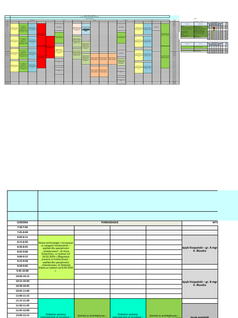 Harmonogram Stacjonarne-Semestr Letni 2023 2024 8-02-20241 | PDF
