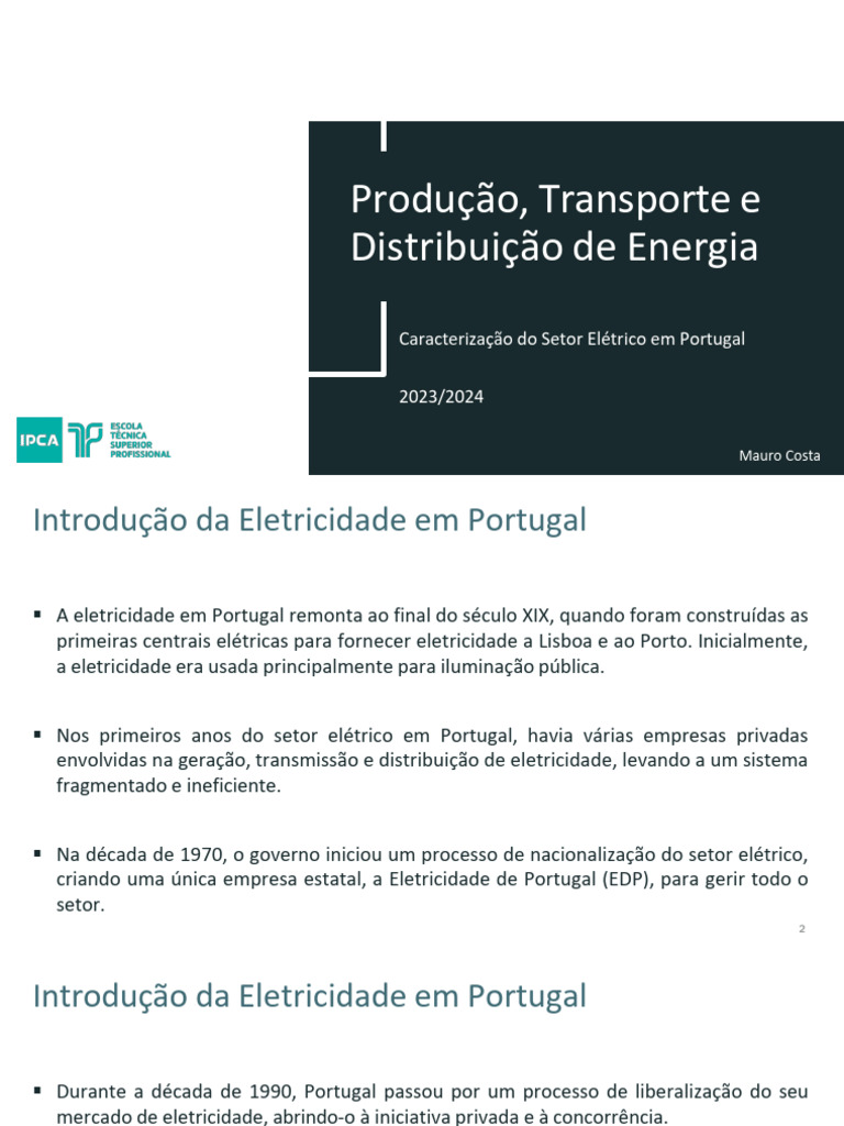 PTDE - 1 - Setor Elétrico | PDF | Energia renovável | Geração de ...