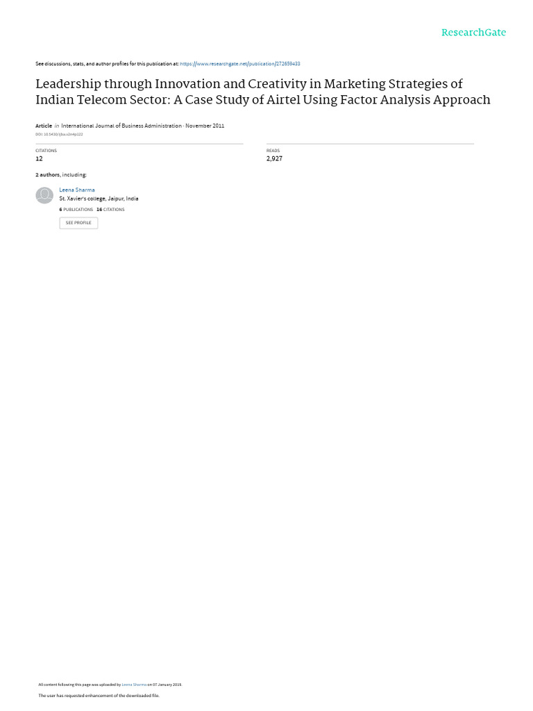 Leadership Through Innovation and Creativity in Ma | PDF | Marketing ...