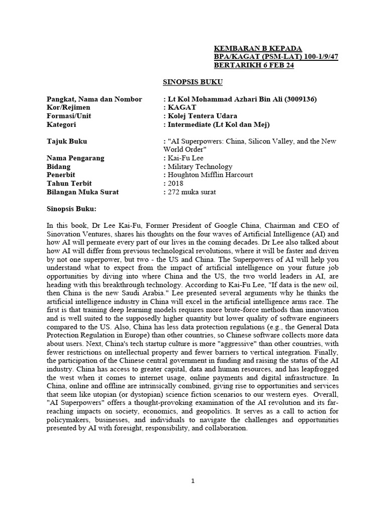 Sinopsis Buku (Military Technology) - Azhari Ali | PDF | Artificial ... Sinopsis Buku (Military Technology) - Azhari Ali | PDF | Artificial ...