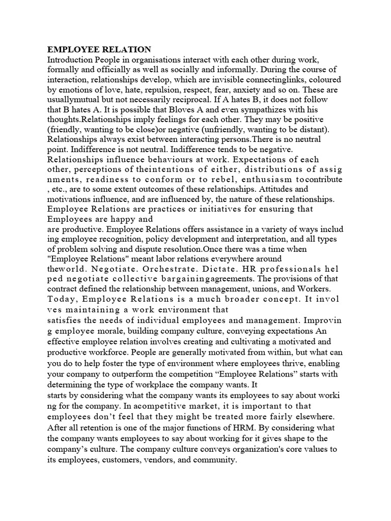 EMPLOYEE RELATION | PDF | Employment | Sexual Harassment