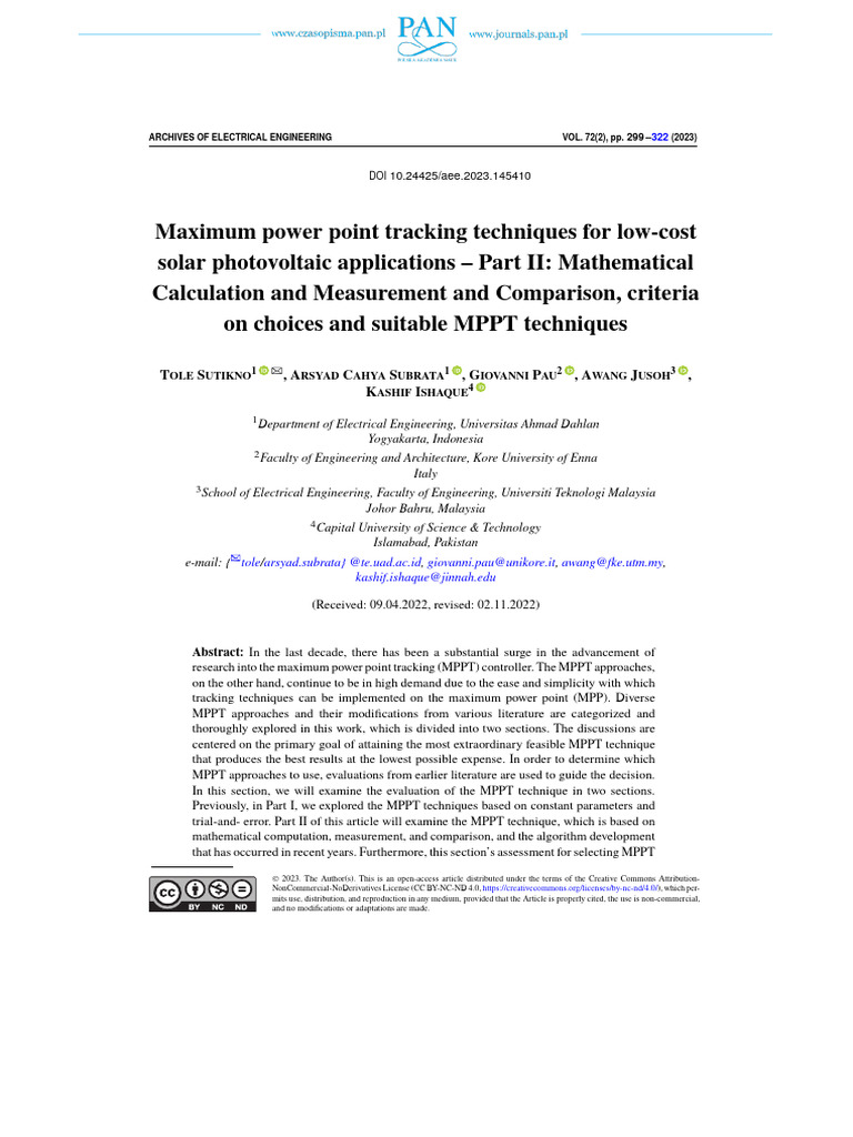 Maximum Power Point Tracking Techni | PDF | Photovoltaics | Electronics