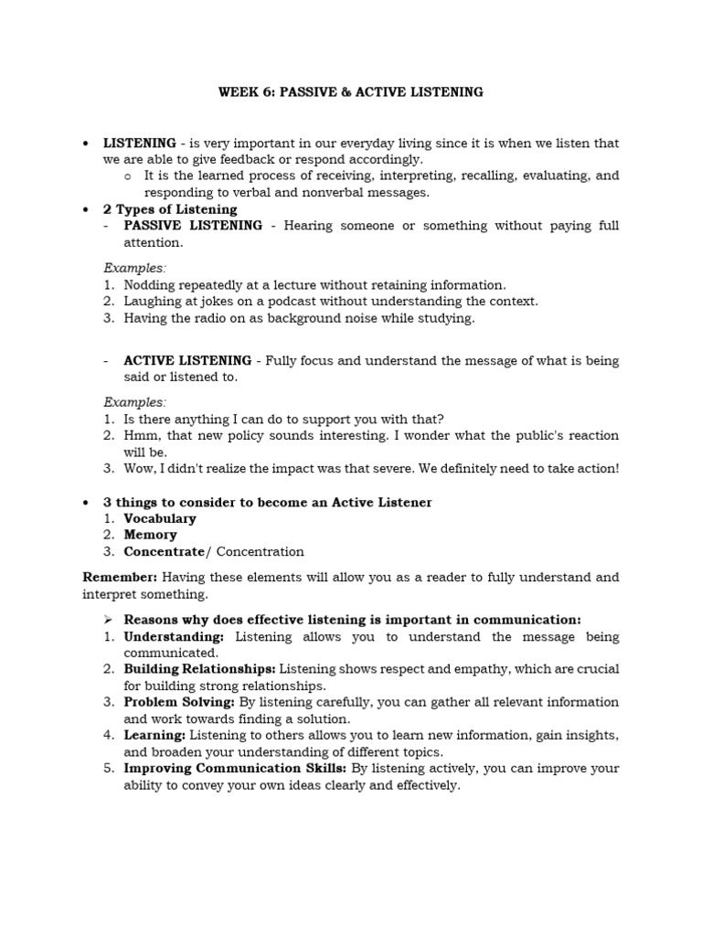 W6 Passive Active Handouts | PDF | Cognition | Cognitive Science