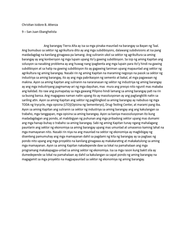 Atienza (b3) Pamanahunang Pagganap | PDF