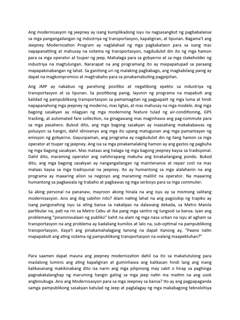 Jeepney Modernization | PDF