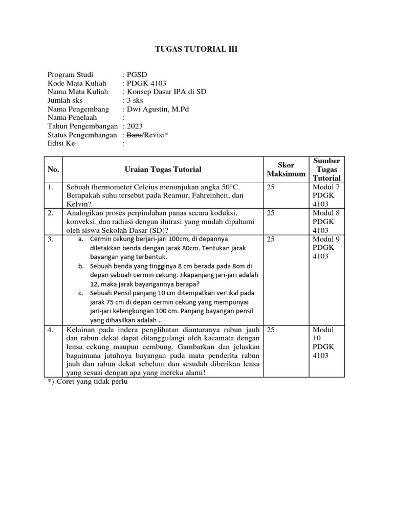 Tugas Tutorial Konsep Dasar IPA | PDF