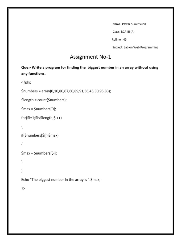 Sumit_Lab_Assignments | PDF | Php | Computer Programming Sumit_Lab_Assignments | PDF | Php | Computer Programming