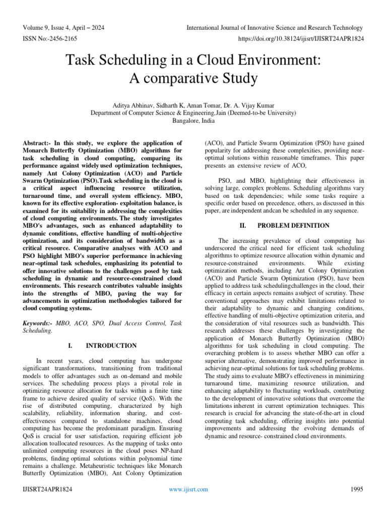Task Scheduling in A Cloud Environment: A Comparative Study | PDF | Mathematical Optimization ...