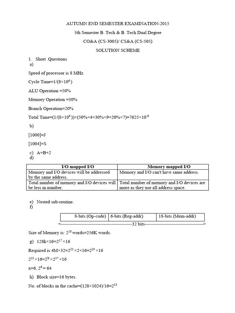 2015 End-Regu Coa Solution | PDF | Computer Data Storage | Central Processing Unit