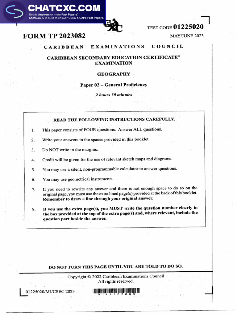 CSEC Geography P2 2023 | PDF