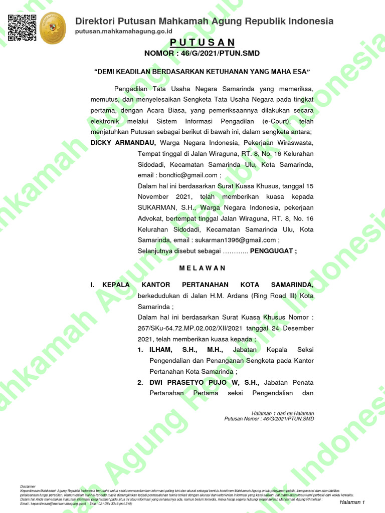 Putusan 46 G 2021 Ptun - SMD 20231219133115 | PDF