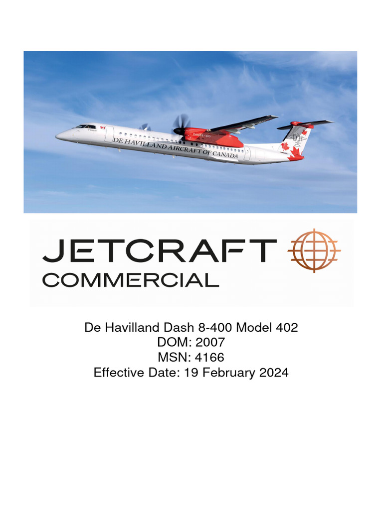 De Havilland Dash 8-400 Specifications | PDF | Aviation | Aircraft