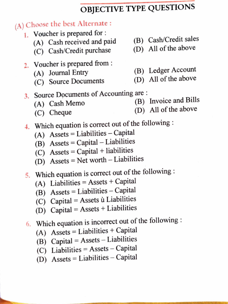 Accounting Equation Multiple Choice Questions and Assertion-Reason ... Accounting Equation Multiple Choice Questions and Assertion-Reason ...