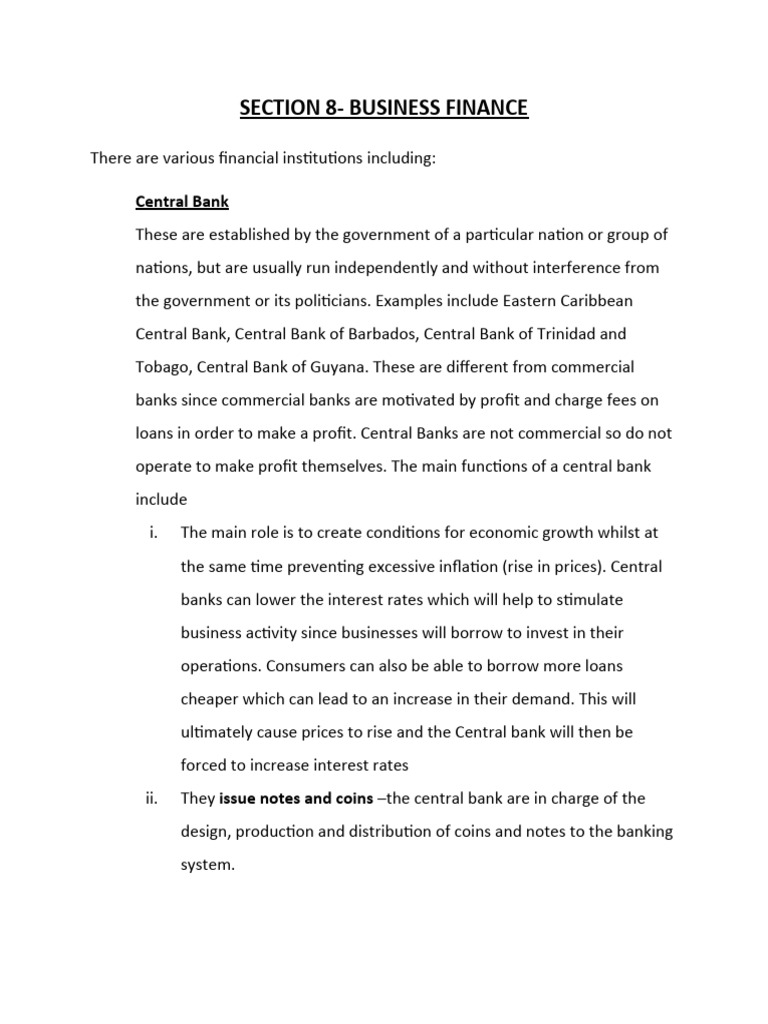 Form 5 Pob Notes - Section 8 - Business Finance | PDF | Banks | Loans