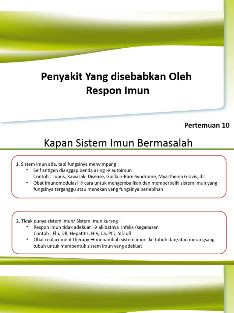 Pertemuan 10 Penyakit Yang Disebabkan Oleh Respon Imun | PDF