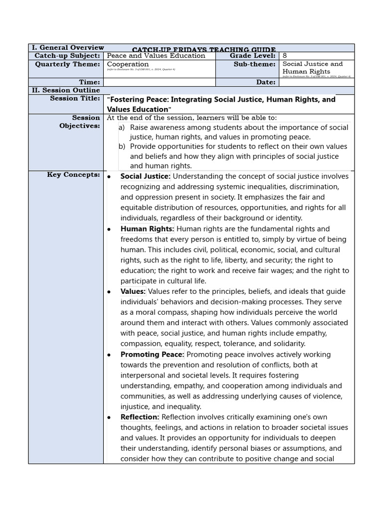 TG - Cooperation-Social Justice and Human Rights Grade-8 | PDF | Rights ...
