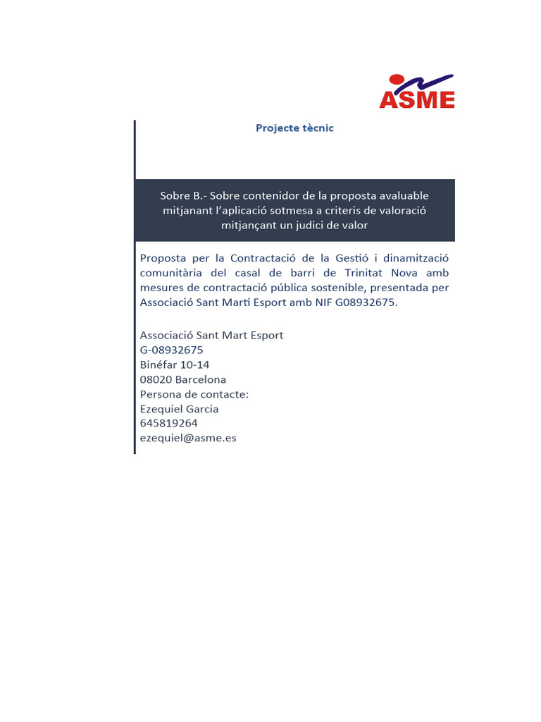 Sobre B - Projecte Tècnic | PDF