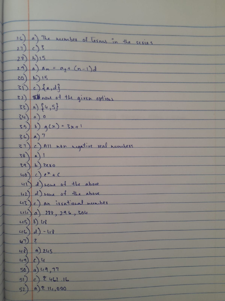 Maths Mock Test Answer Sheet | PDF