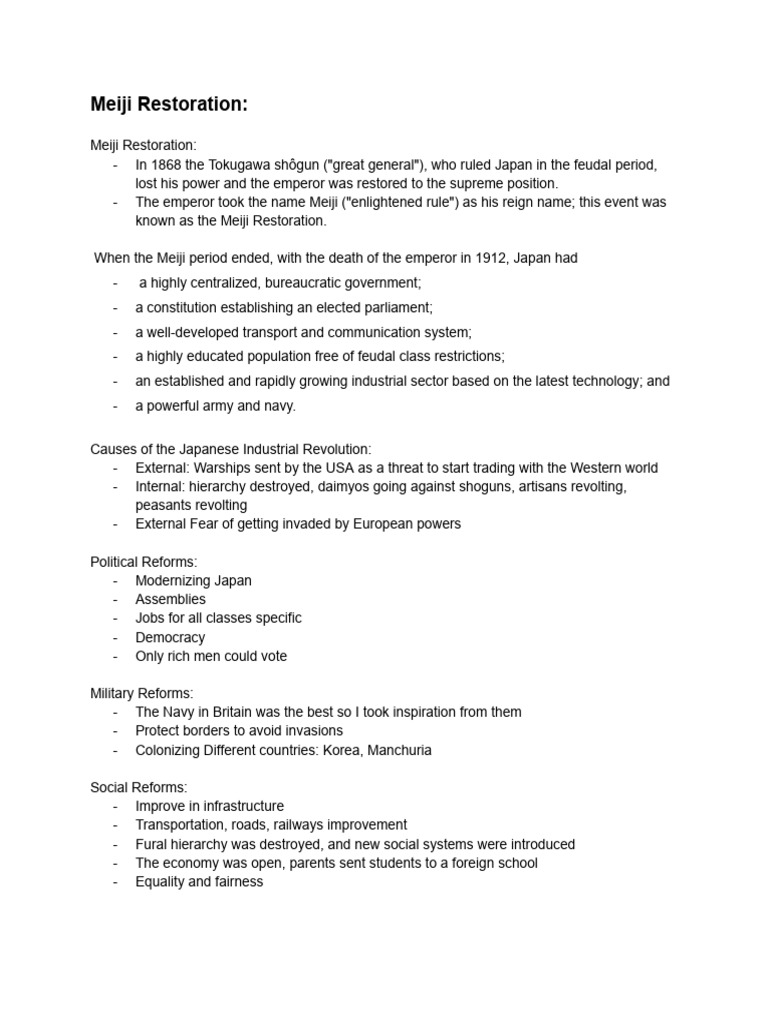 Meiji Restoration | PDF | Empire Of Japan | Japan