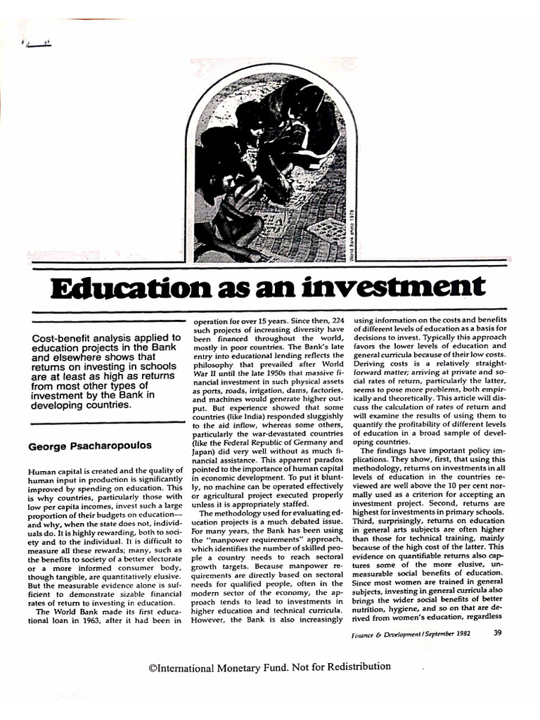 Education As An Investment | PDF