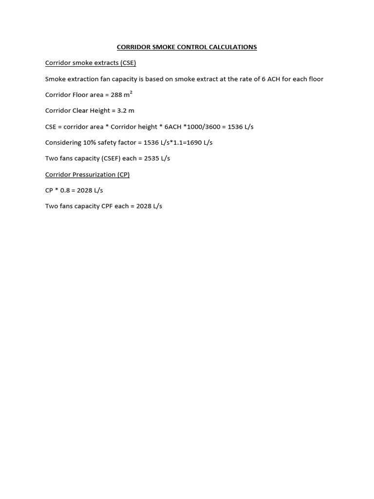 Corridor Smoke Control Calculations | PDF