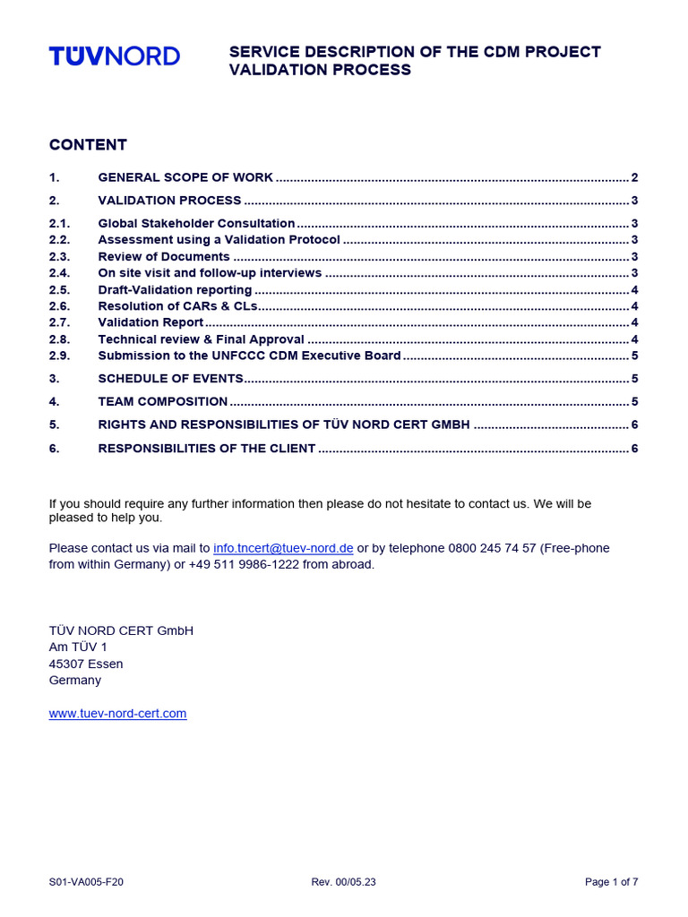 Tuev Nord Cert Cdm Validation Service Description | PDF | Clean Development Mechanism