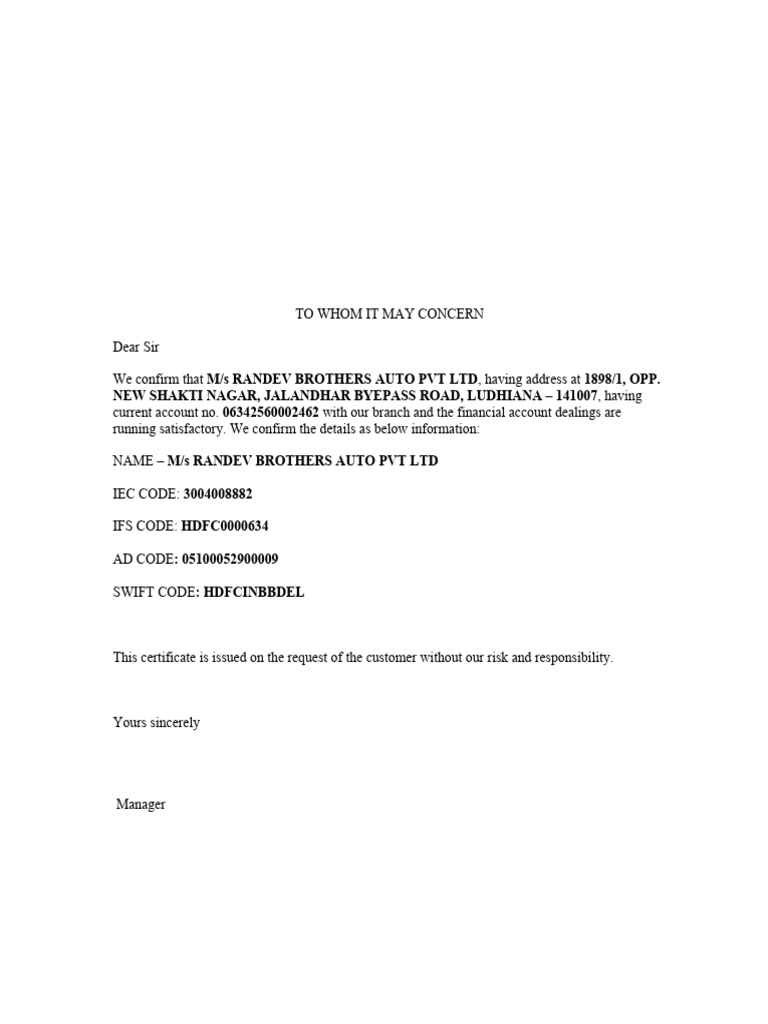 Ad & Ifs Code Letter - New-2 | PDF