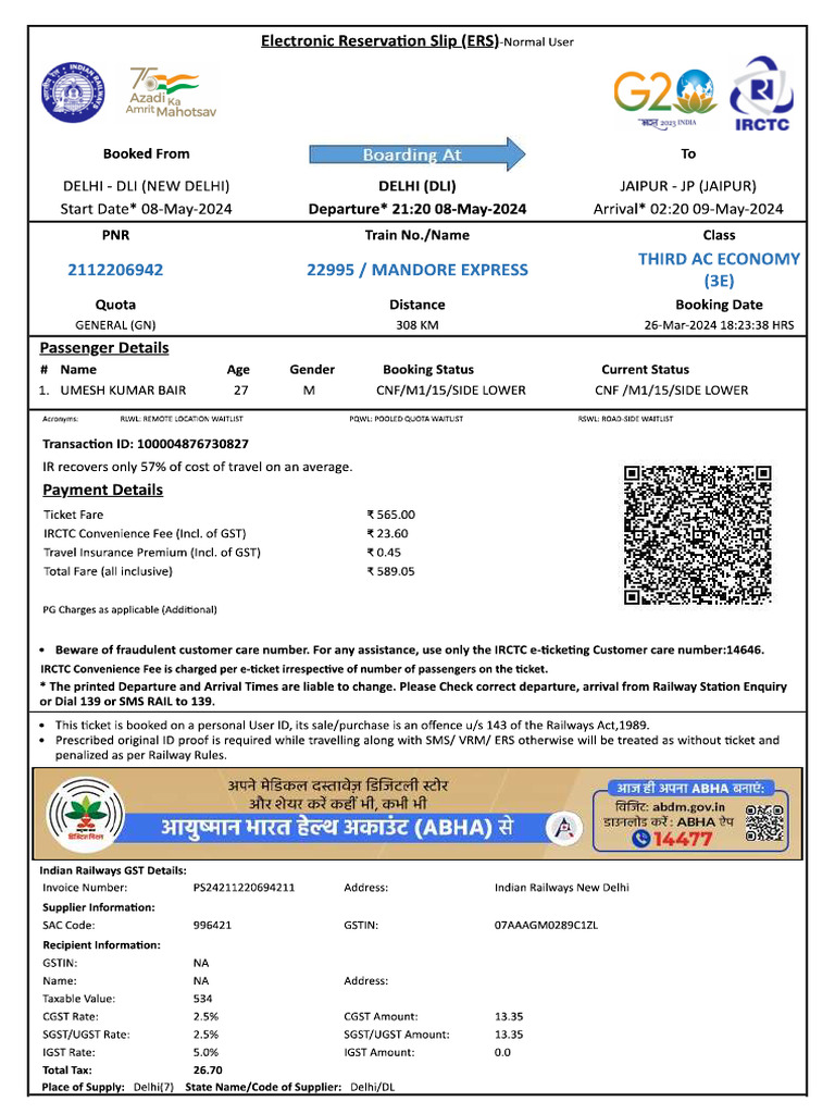 8 May Delhi To JPR | PDF