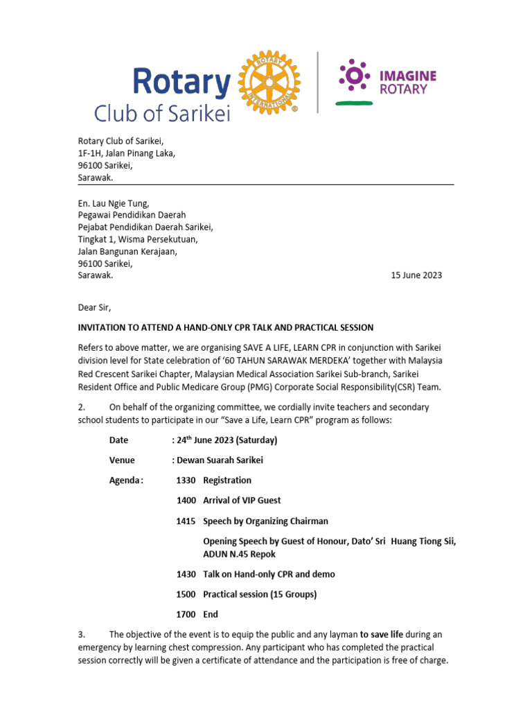 CPR Invitation Letter - Schools | PDF