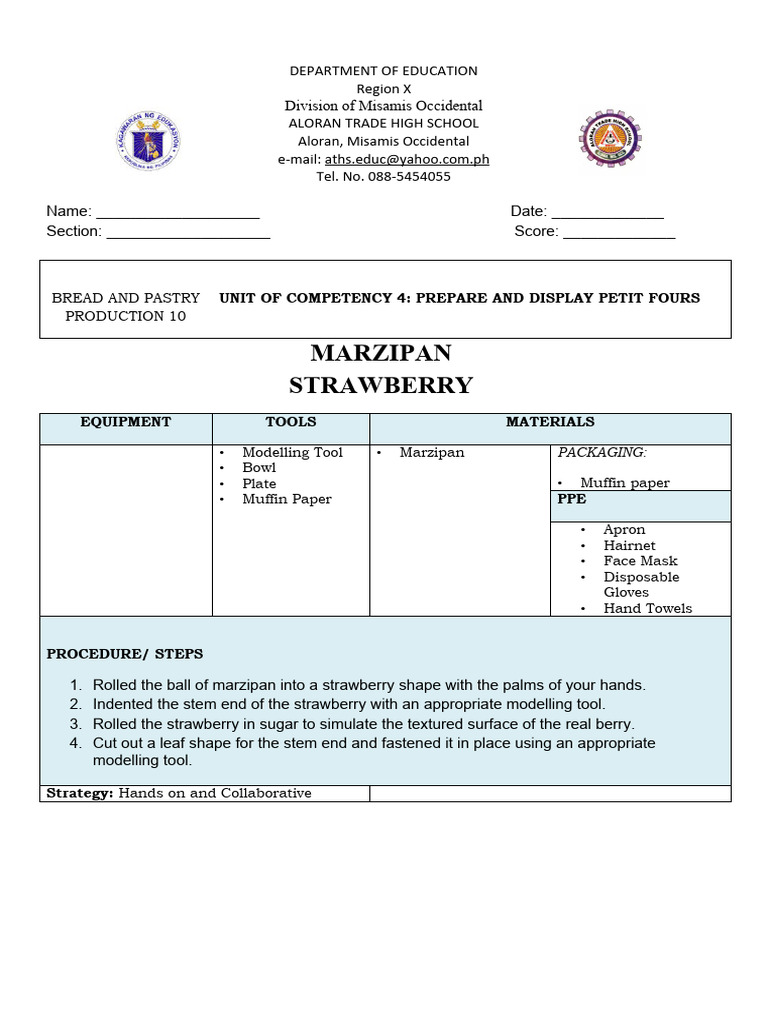 Task Sheet Bread and Pastry Q3 | PDF