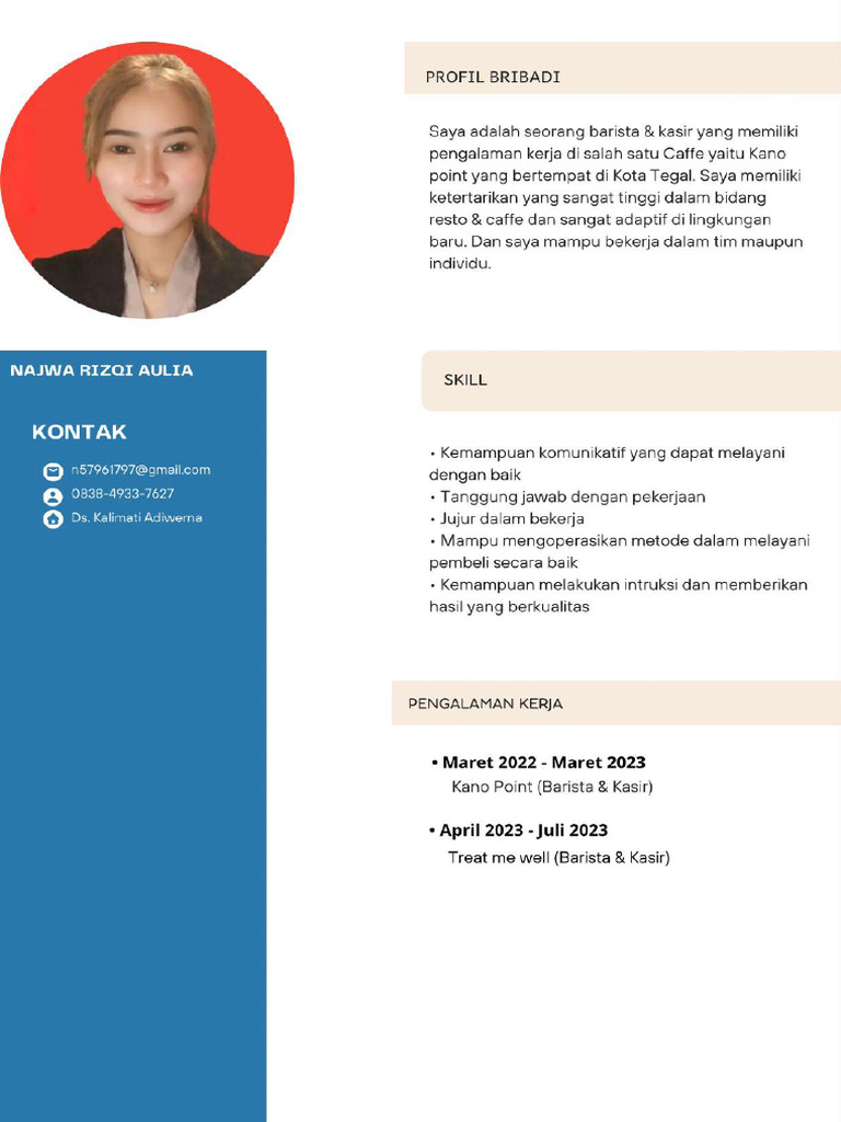 CV - Najwa Rizqi Aulia | PDF