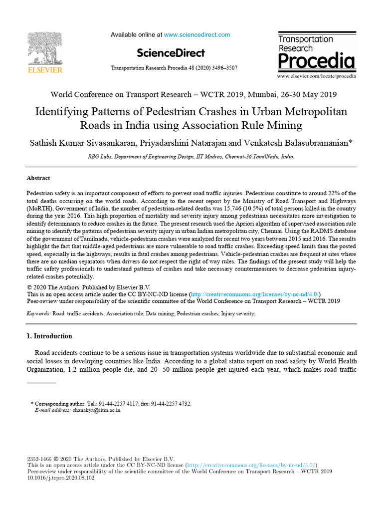 Srini - Iit M - Pedestrian Crash Using Associantion Rule Mining | PDF ... Srini - Iit M - Pedestrian Crash Using Associantion Rule Mining | PDF ...