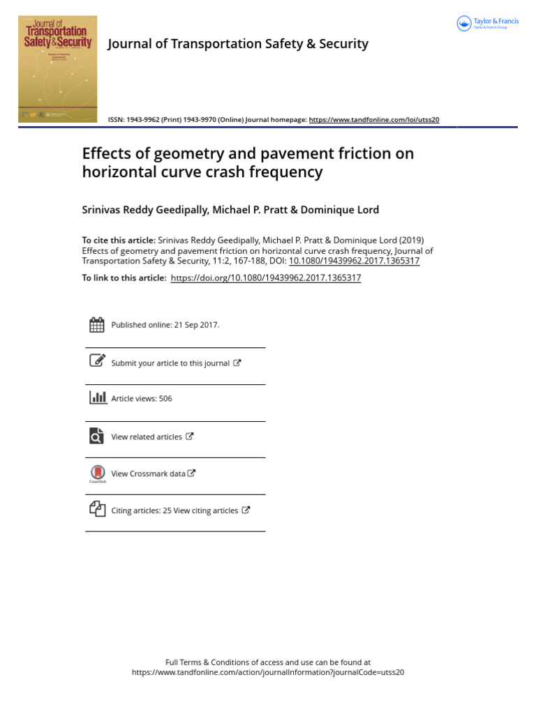 Effects of Geometry and Pavement Friction On Horizontal Curve Crash ...