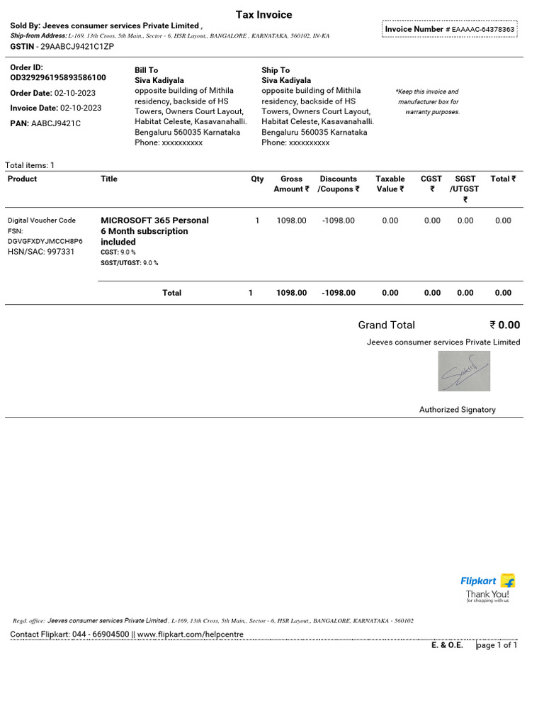 In Phoenix Laptop Invoice | PDF | Taxation | Government Finances