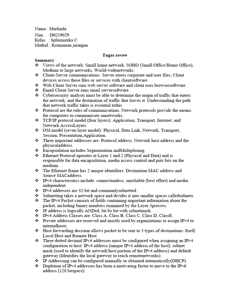 Cybersecurity Network Concepts Overview | PDF | Ip Address | Computer ...