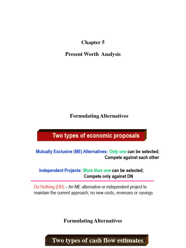 ENIE 255 CH 5 - Present Worth Analysis | PDF | Economies