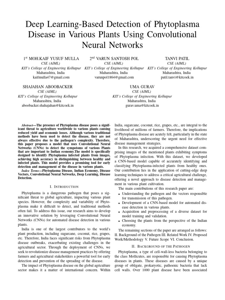 Phytoplasma Disease Research Paper | PDF | Artificial Neural Network