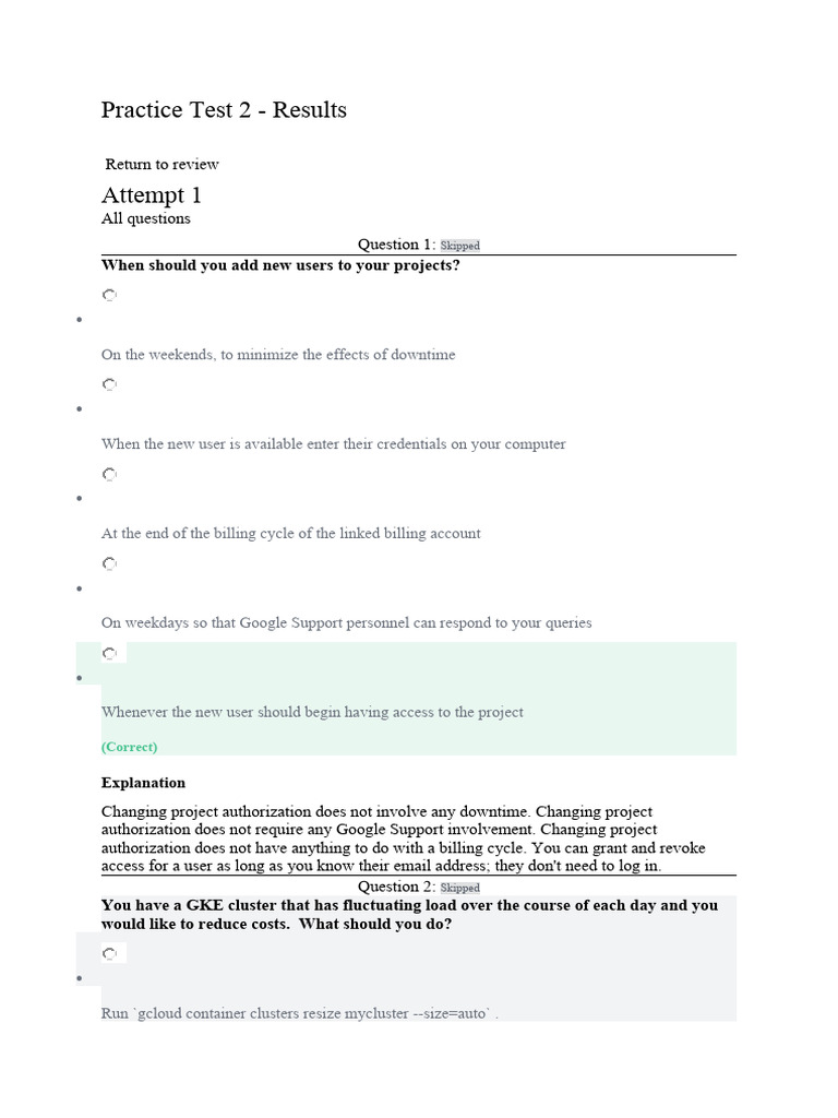 GCP Exam Prep: Practice Test 2 | PDF | Booting | Cloud Computing