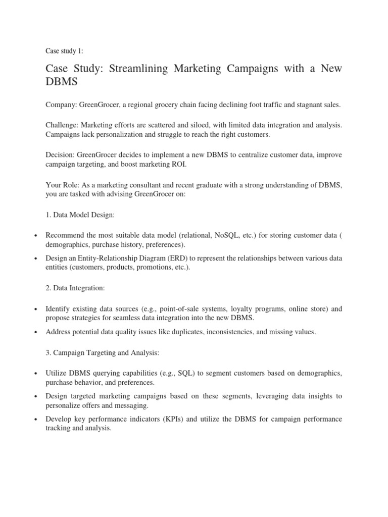 Case Study | PDF | Databases | Relational Database