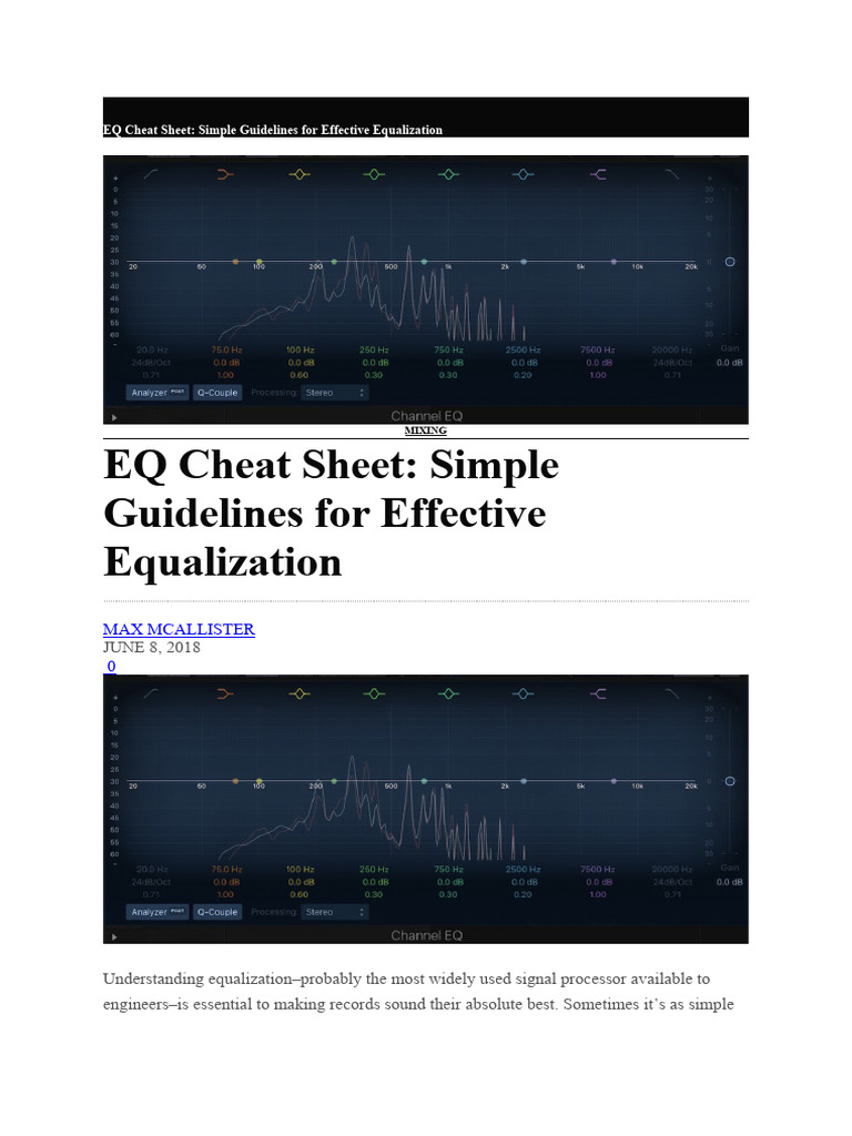 EQ Cheat Sheet | PDF | Equalization (Audio) | Musical Instruments