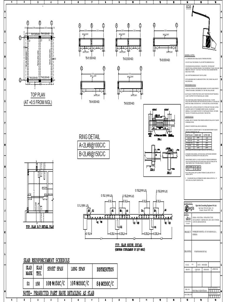 Ring Detail A 2L#8@100C/C B 2L#8@150C/C: Top Plan (AT +0.5 FROM NGL) | PDF