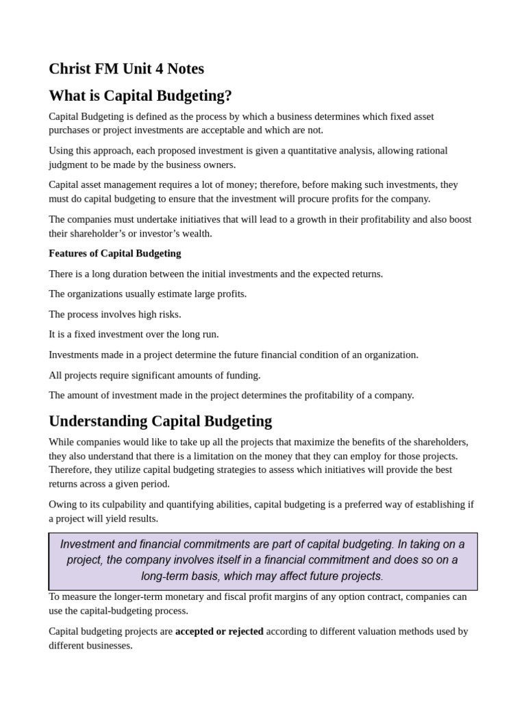 Capital Budgeting Notes | Download Free PDF | Net Present Value ...