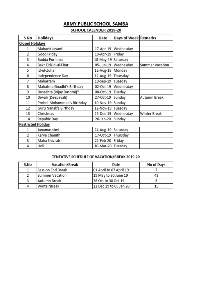 School Calender | PDF