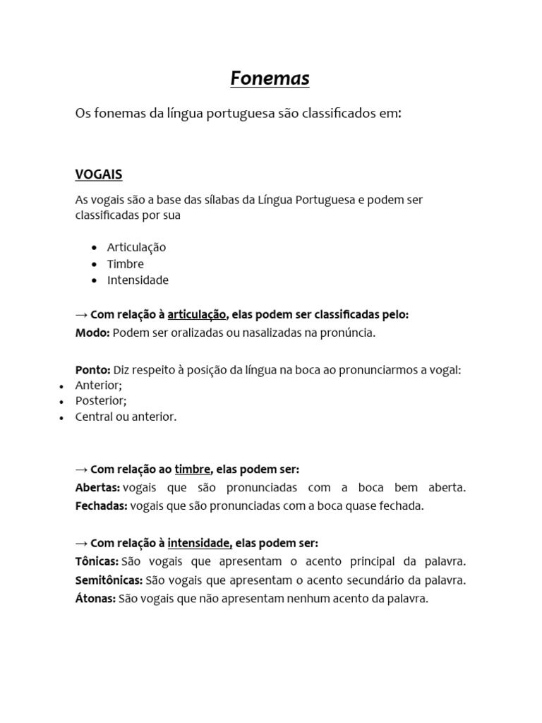 VOGAIS | PDF | Fonema | Vogal