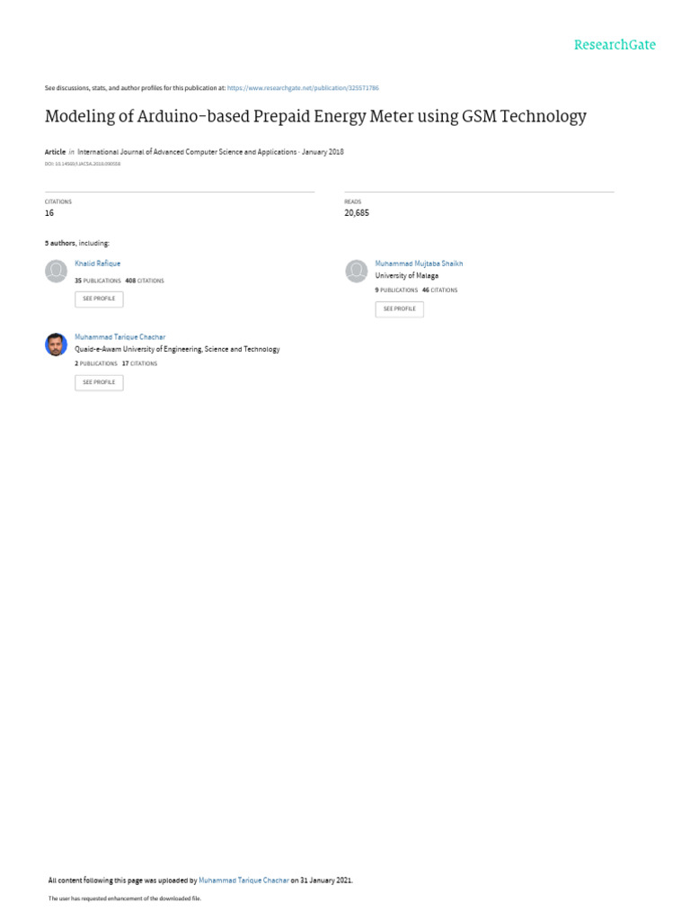 Paper 58-Modeling of Arduino Based Prepaid Energy Meter | PDF | Radio Frequency Identification ...