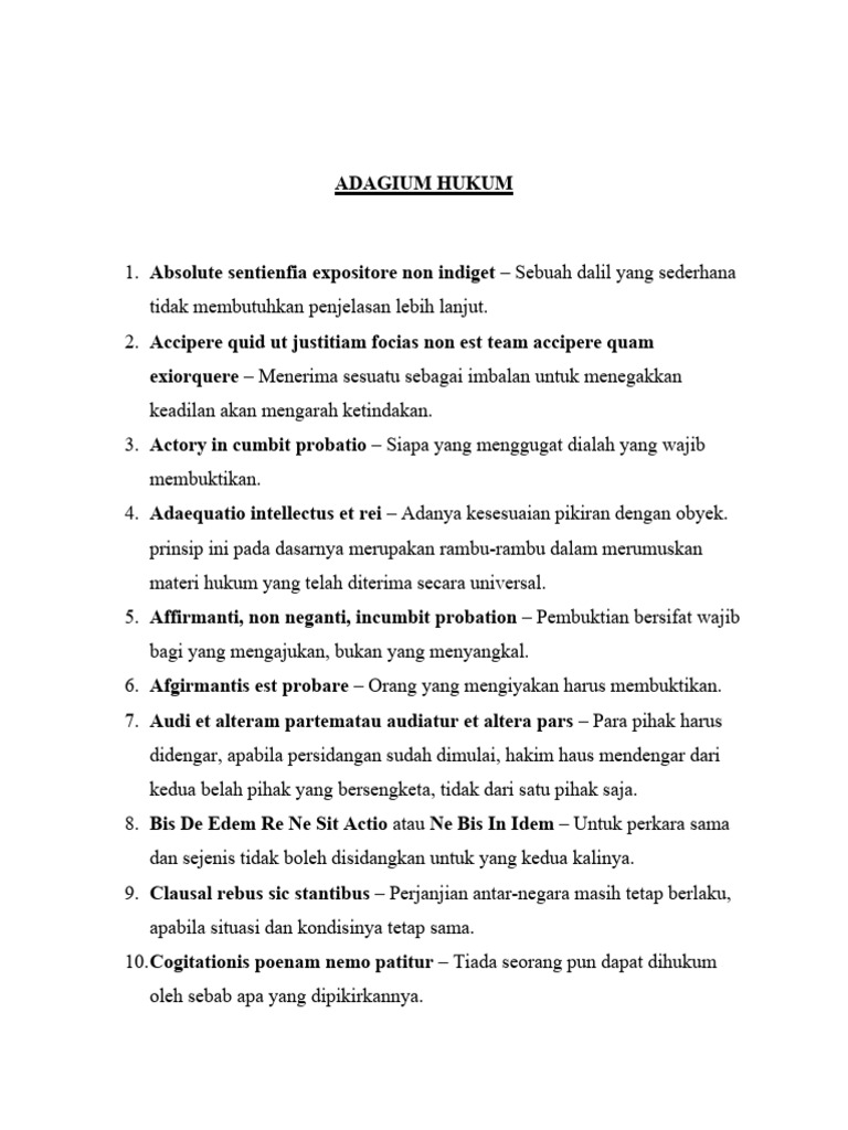 Kumpulan Adagium Hukum Lengkap | PDF | Hukum