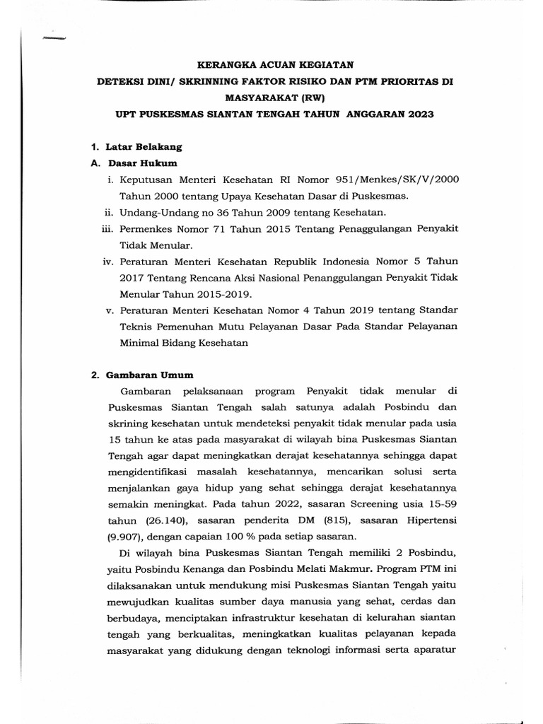 Kak Deteksi Dini Skrining Faktor Risiko Dan PTM Prioritas Di Masyarakat | PDF