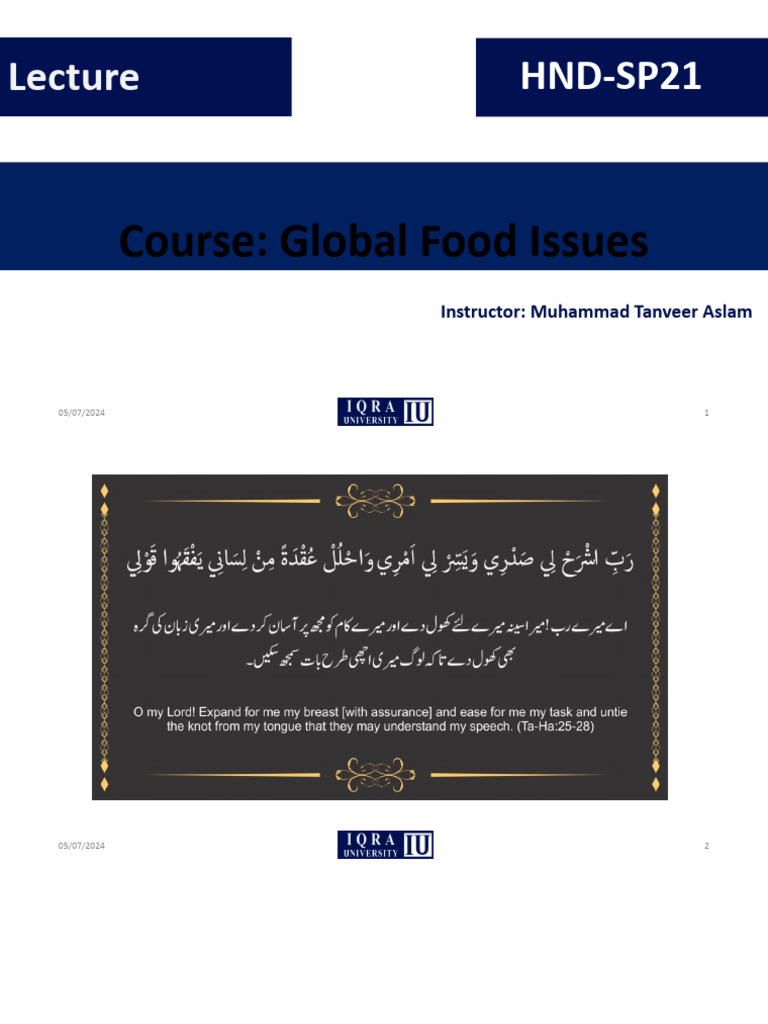 Lecture No 11-3 | PDF | Agriculture | Food Security