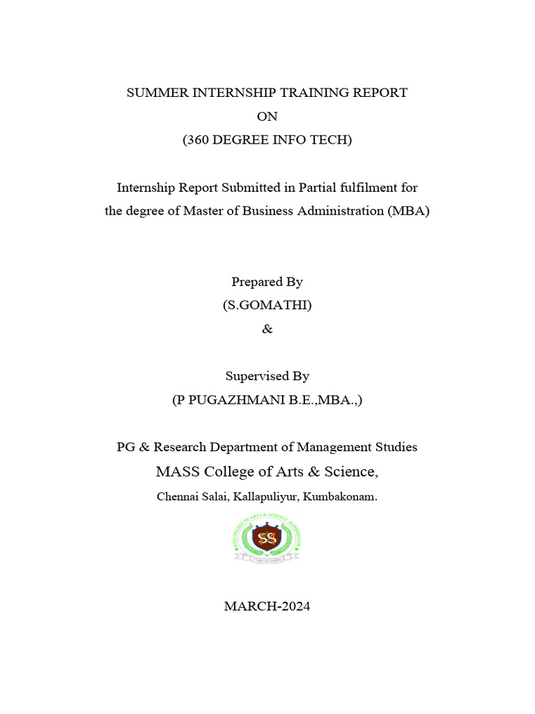 Summer Internship Front Page | Download Free PDF | Academia | Titles