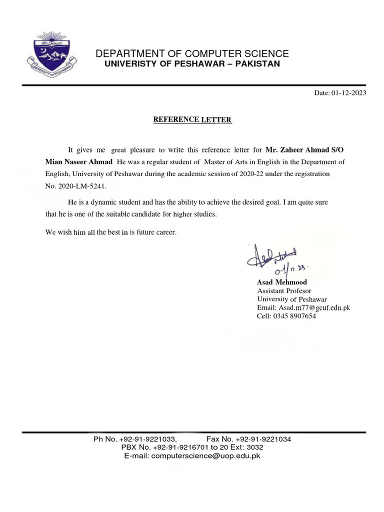 Zaid Khan LOR UPDATED | PDF